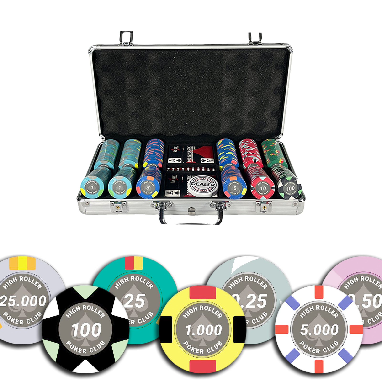 High Roller Poker Chips – Unique Look, 10g Weight